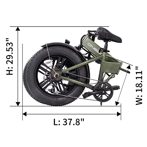 ONEBOT T6F Electric Bike Foldable 20" X 4.0" Fat Tire Electric Bicycle with 350W Motor, 48V 10.5AH Removable Battery Ebike Rear Motor with 6 Speed Gear