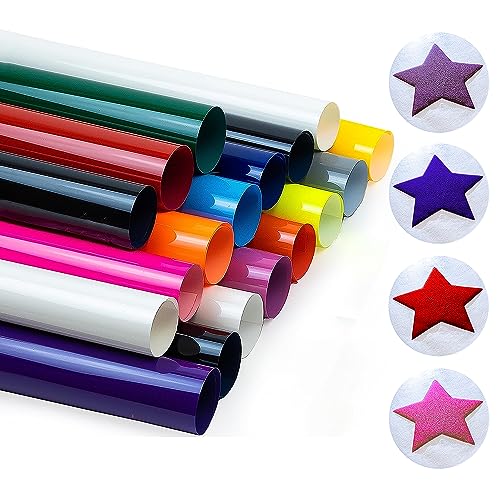 18 Puff Vinyl Heat Transfer 3D Sheets - 12 x 10 Inch, Assorted Colors, Puff HTV Vinyl with Teflon Transfer Sheet - Puffy Vinyl for T Shirts, Clothes, Bags, Pillows & Other Textile Fabric