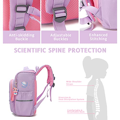 Maod Preschool Girls Backpacks for Kids Elementary School Backpack Suitable For 4-8 Years Old (Purple)