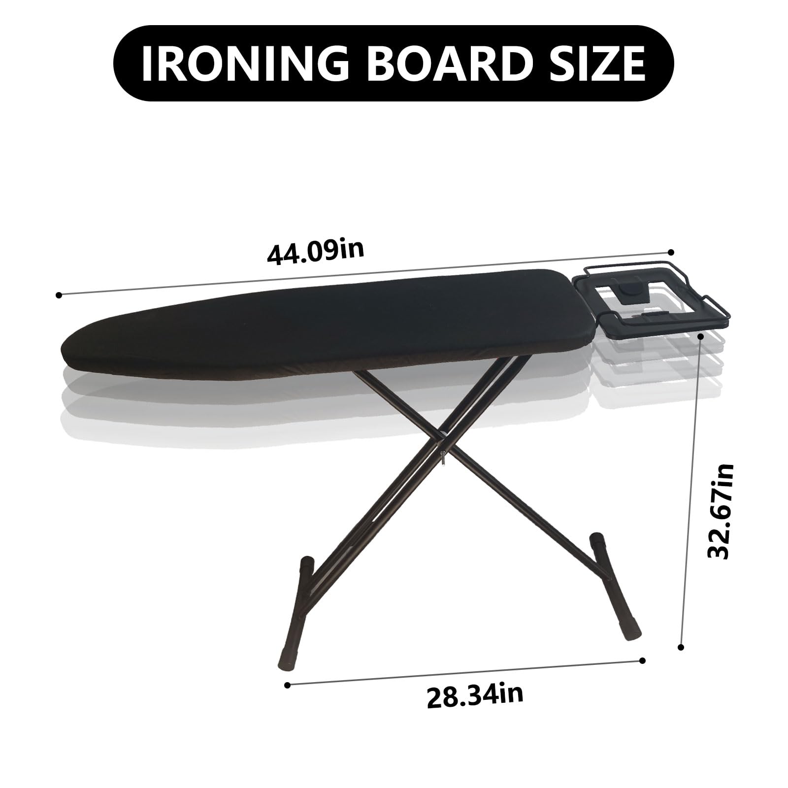 ikaufen Ironing Board, Non-Slip Foldable Tabletop Iron Board with Steam Iron Rest and Thicken Felt Pad, Heavy Sturdy Metal X-Legs Ironing Board (Black)