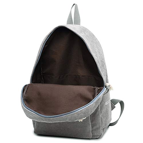 Corduroy Knapsack Casual Backpack Unisex Classic Campus Portable Ultra Soft Handbag (Pink)