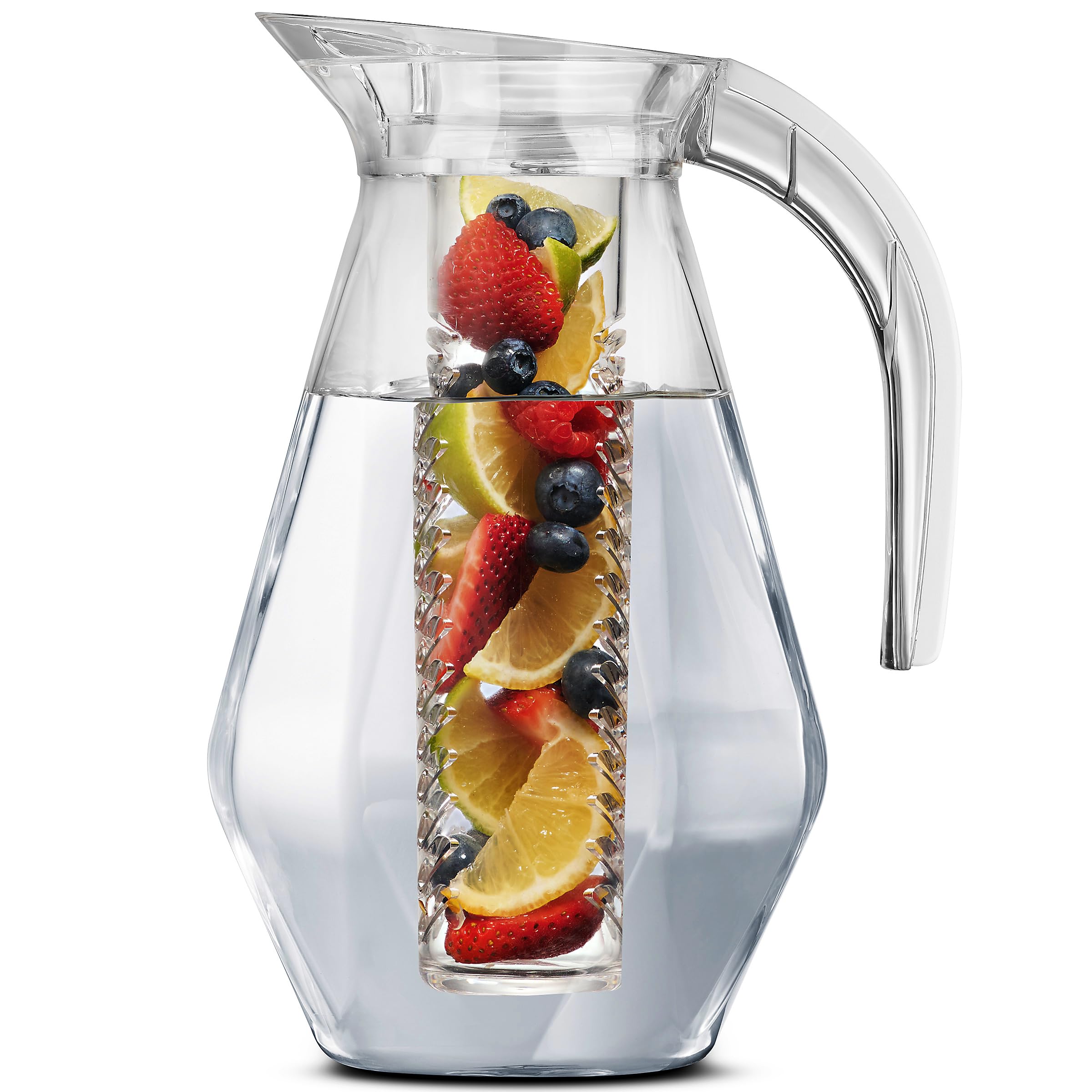 MosJos Acrylic Pitcher (72 oz), Clear Plastic, Water Pitcher with Lid, Shatterproof, BPA-Free Clear Pitcher, Ideal for Sangria, Lemonade, Juice, Iced Tea & More (Infuser- Acrylic Pitcher)