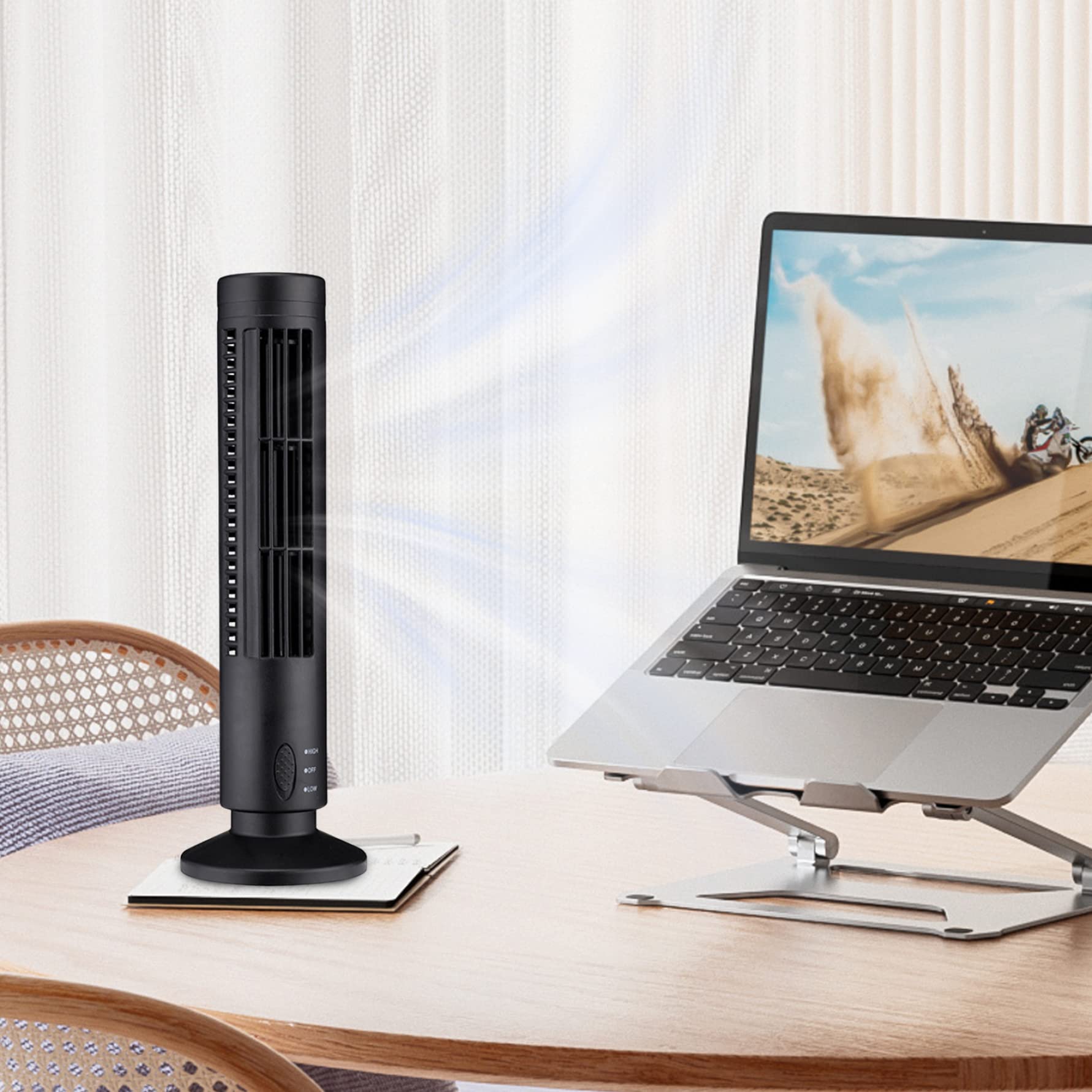 KUYYFDS Desk Fan, Tower Fan Oscillating Floor Fan Bladeless Cooling Fan Portable Vertical Conditioner for Office Home Black