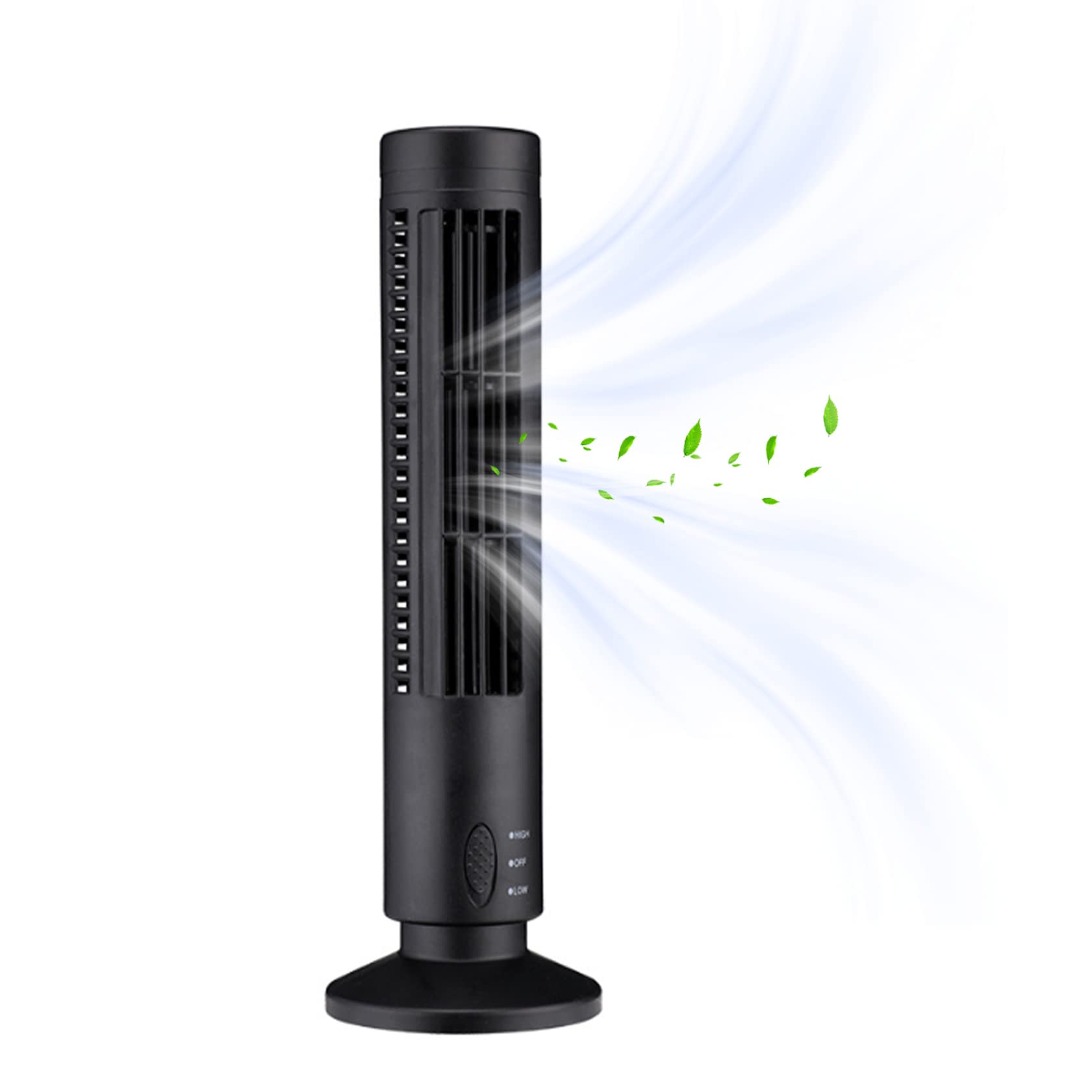 KUYYFDS Desk Fan, Tower Fan Oscillating Floor Fan Bladeless Cooling Fan Portable Vertical Conditioner for Office Home Black