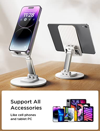 LISEN 360 Degree Rotation Cell Phone Stand Holder for Desk, Foldable, Adjustable, Ergonomic, Portable, Pocket Friendly, Slim Profile, Compatible with iPhone 14, iPad Tablet 4-10"