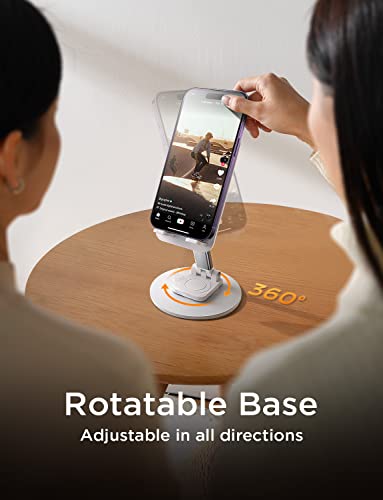 LISEN 360 Degree Rotation Cell Phone Stand Holder for Desk, Foldable, Adjustable, Ergonomic, Portable, Pocket Friendly, Slim Profile, Compatible with iPhone 14, iPad Tablet 4-10"