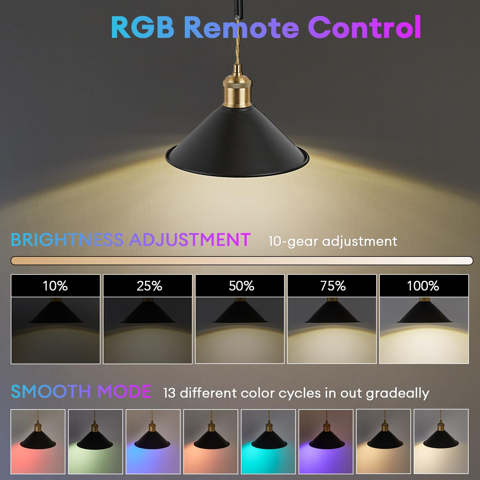 7PMBEANE Black Battery Operated Wall Sconce, Industrial Wall Sconce Set of 2, 13 RGB Cordless or Hardwired Wall Light Fixturewith Remote for Bedroom, Living Room, Hallway