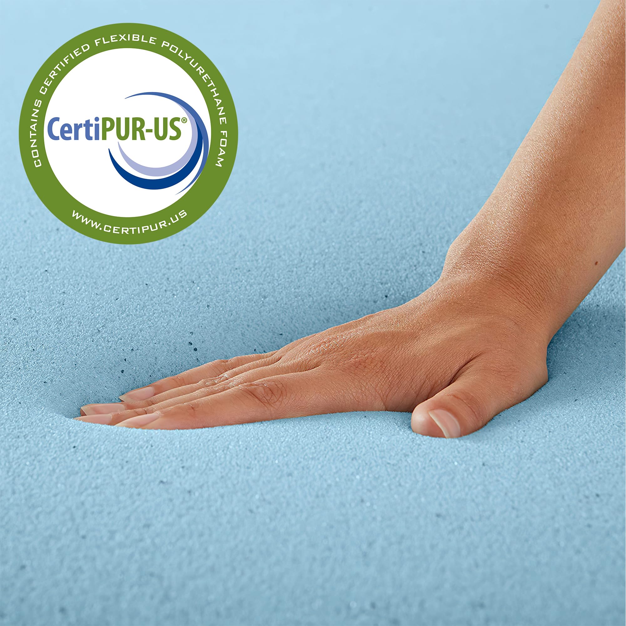 Spring Coil, 1-Inch Gel Memory Foam Mattress Topper, CertiPUR-US Certified for Superior Comfort and Support, Queen, Blue