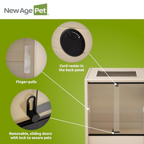 New Age Pet ECOFLEX Maple Chameleon Madagascar Vertical Reptile Habitat Lounge - Durable, Non-Toxic Wood Plastic Composite, Extra Height, Deep Floor, Removable Sliding Glass Doors with Lock