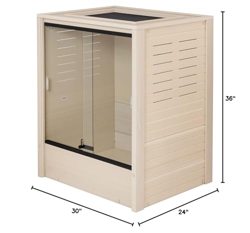 New Age Pet ECOFLEX Maple Chameleon Madagascar Vertical Reptile Habitat Lounge - Durable, Non-Toxic Wood Plastic Composite, Extra Height, Deep Floor, Removable Sliding Glass Doors with Lock