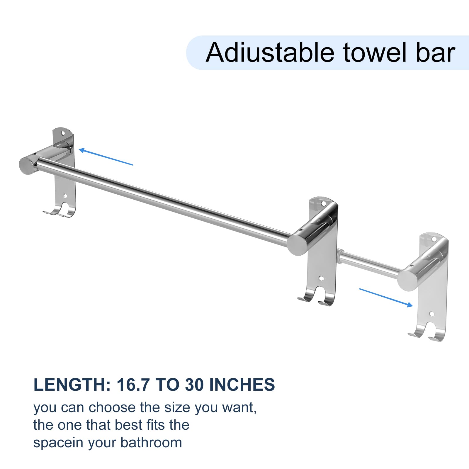 zmnklry Bathroom Towel Rack, 28In Adjustable Bathroom Towel Bar, Stainless Steel Towel Bar, Owel Holder for Bathroom Wall
