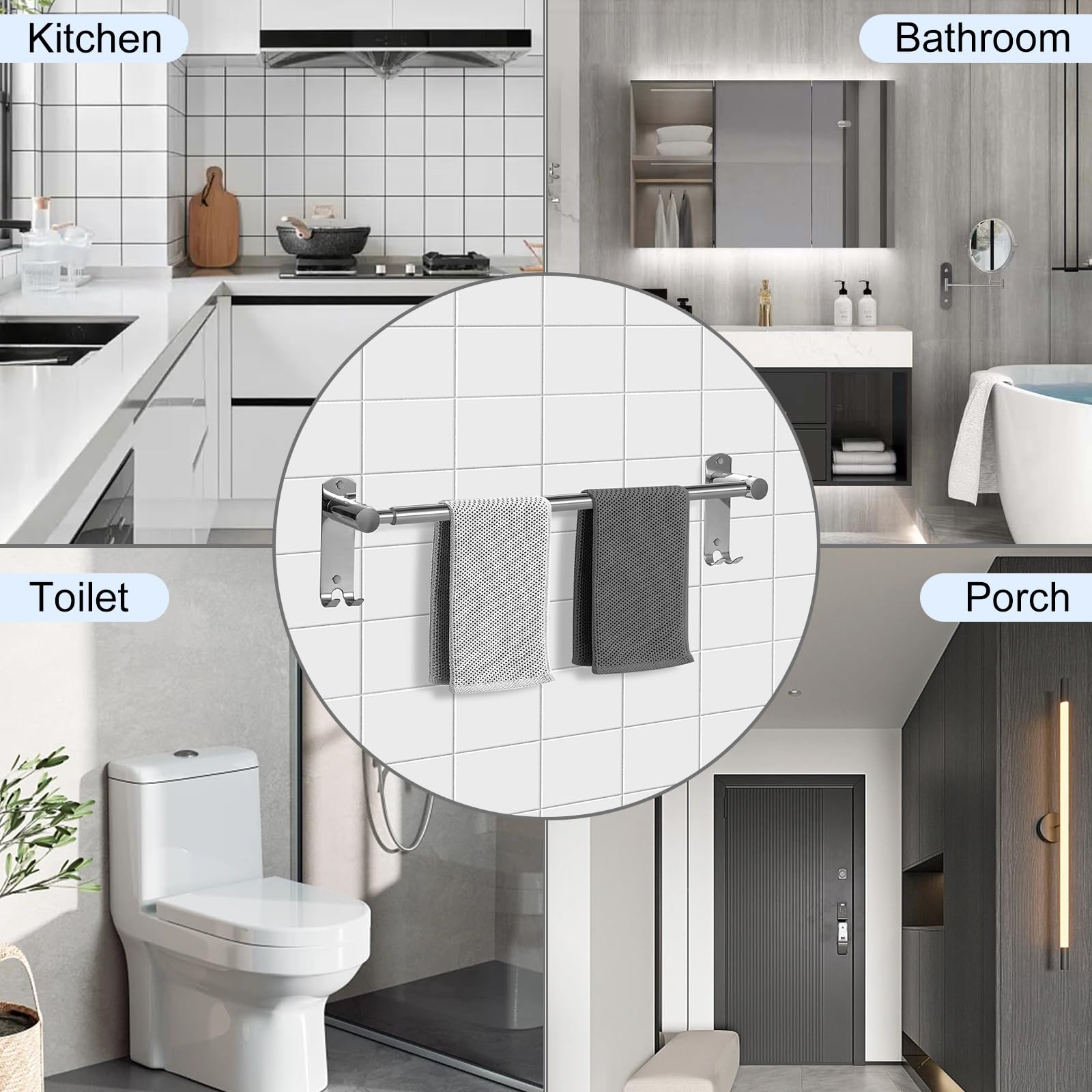zmnklry Bathroom Towel Rack, 28In Adjustable Bathroom Towel Bar, Stainless Steel Towel Bar, Owel Holder for Bathroom Wall