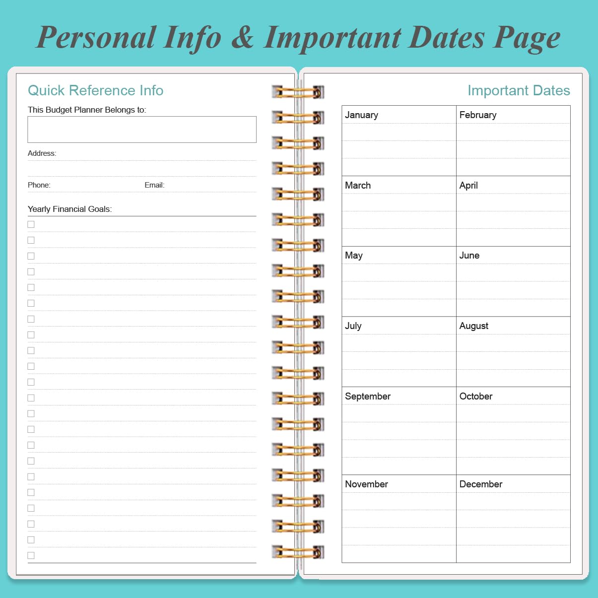 Budget Planner - A6 Expense Budget Tracker, Budget Book for Ledger Book, Money Organizer for Wallet, 3.75" x 6.75", Teal Flower