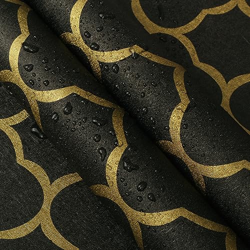 Feisoon 17.7"x118" Black and Gold Wallpaper Geometric Wallpaper Trellis Pattern Peel and Stick Wallpaper Removable Modern DIY Contact Paper Self Adhesive Wallpaper for Living Room Bathroom Decor