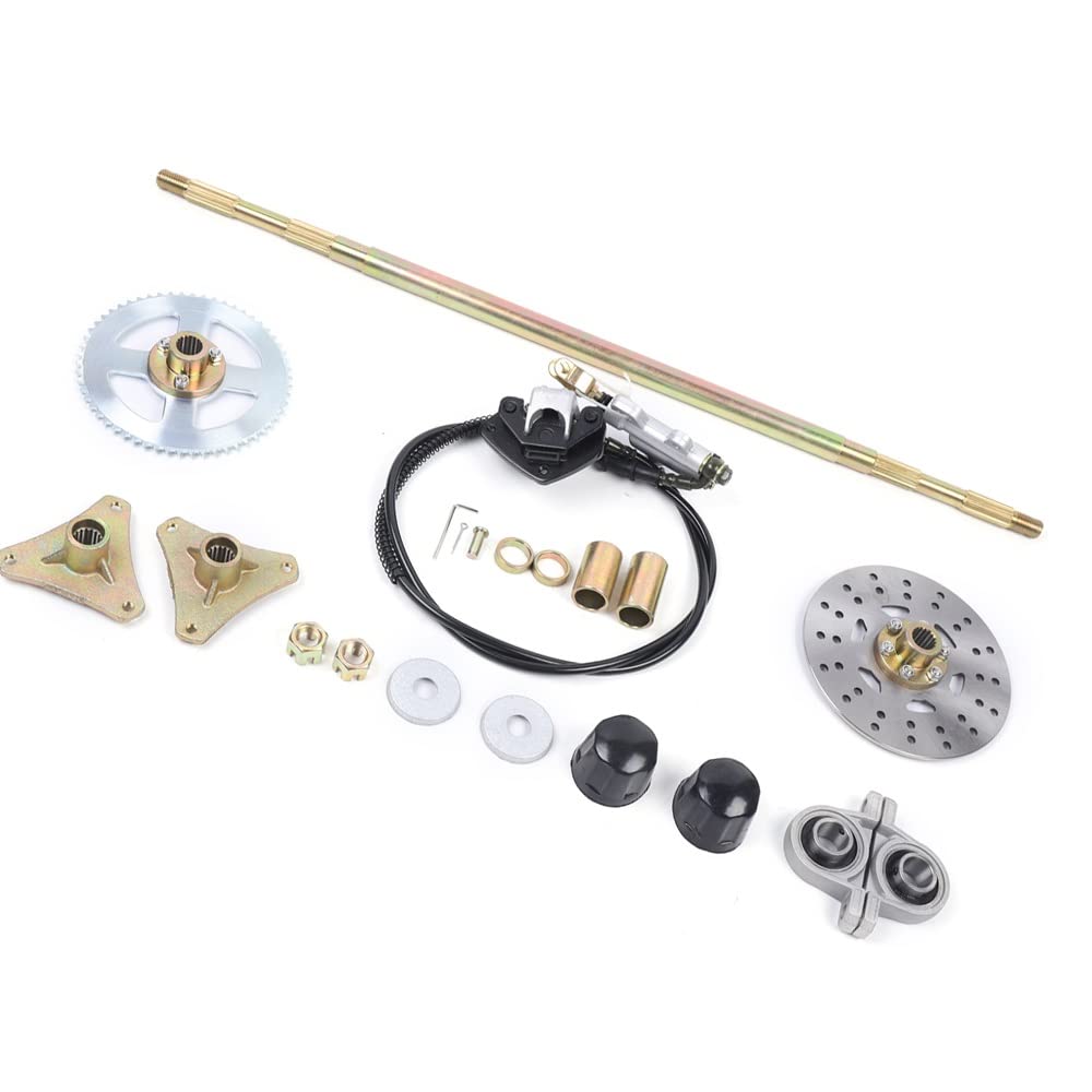 Futchoy Go Kart Rear Axle Kit ATV Go Kart Rear Axle Complete Kit 740mm +Brake Caliper Assembly Parts for Quad ATV Go Kart (style 5), 3569-FDFD
