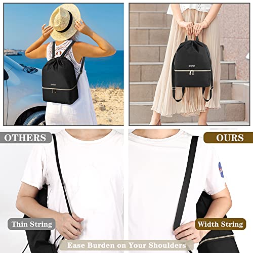ZOMFELT Rolling Backpack & Drawstring Backpack with Lunch Bag,