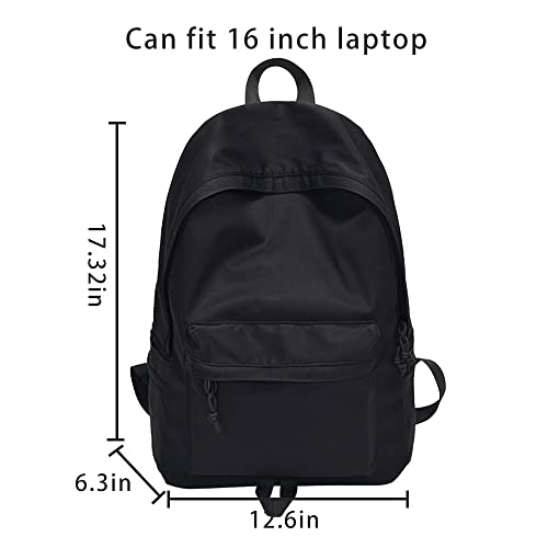 KUKUCAT School Backpack Waterproof Black Bookbag Suitable College High School Bags Laptop Backpack Suitable for Men Women (Black)