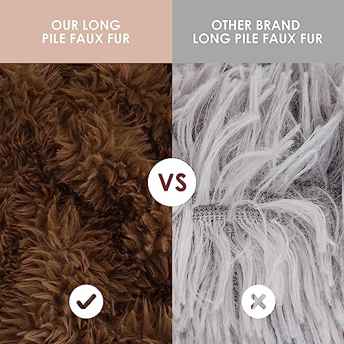 EVERGRACE Luxury Fluffy Faux Fur Throw Blanket with Long Pile, Super Soft Plush Cozy Blanket and Throws for Bed, Thick Warm Fuzzy Caramel Brown Throw Blanket for Couch, Sofa, Chair, 50x60 inch