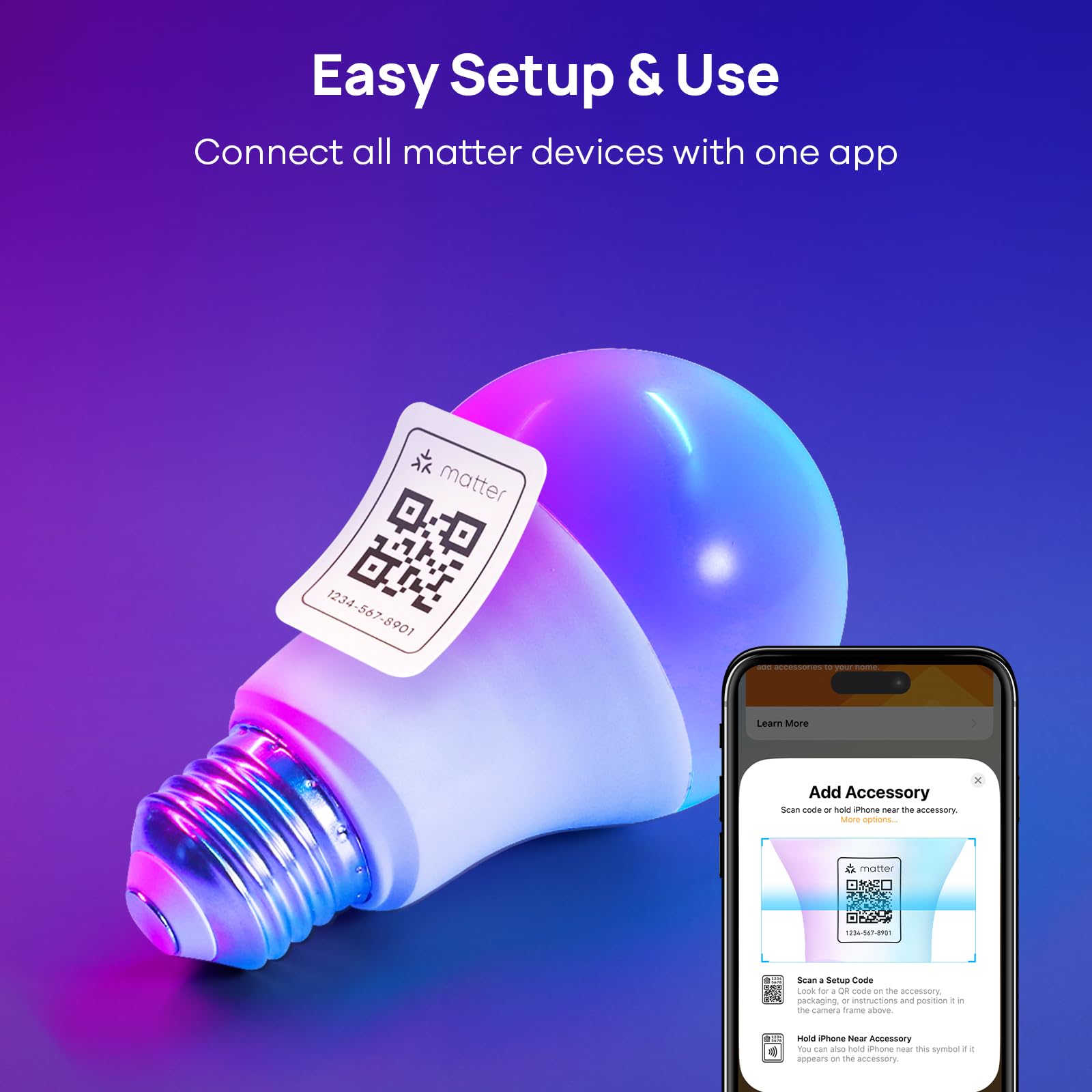 Consciot Smart Light Bulbs,WiFi Bluetooth Bulbs Works with Alexa/Google Home/Siri/SmartThings, RGBTW Color Changing LED Light Bulb, Music Sync Smart Bulbs E26 9W 800LM A19 Matter Smart Bulb, 2 Pack