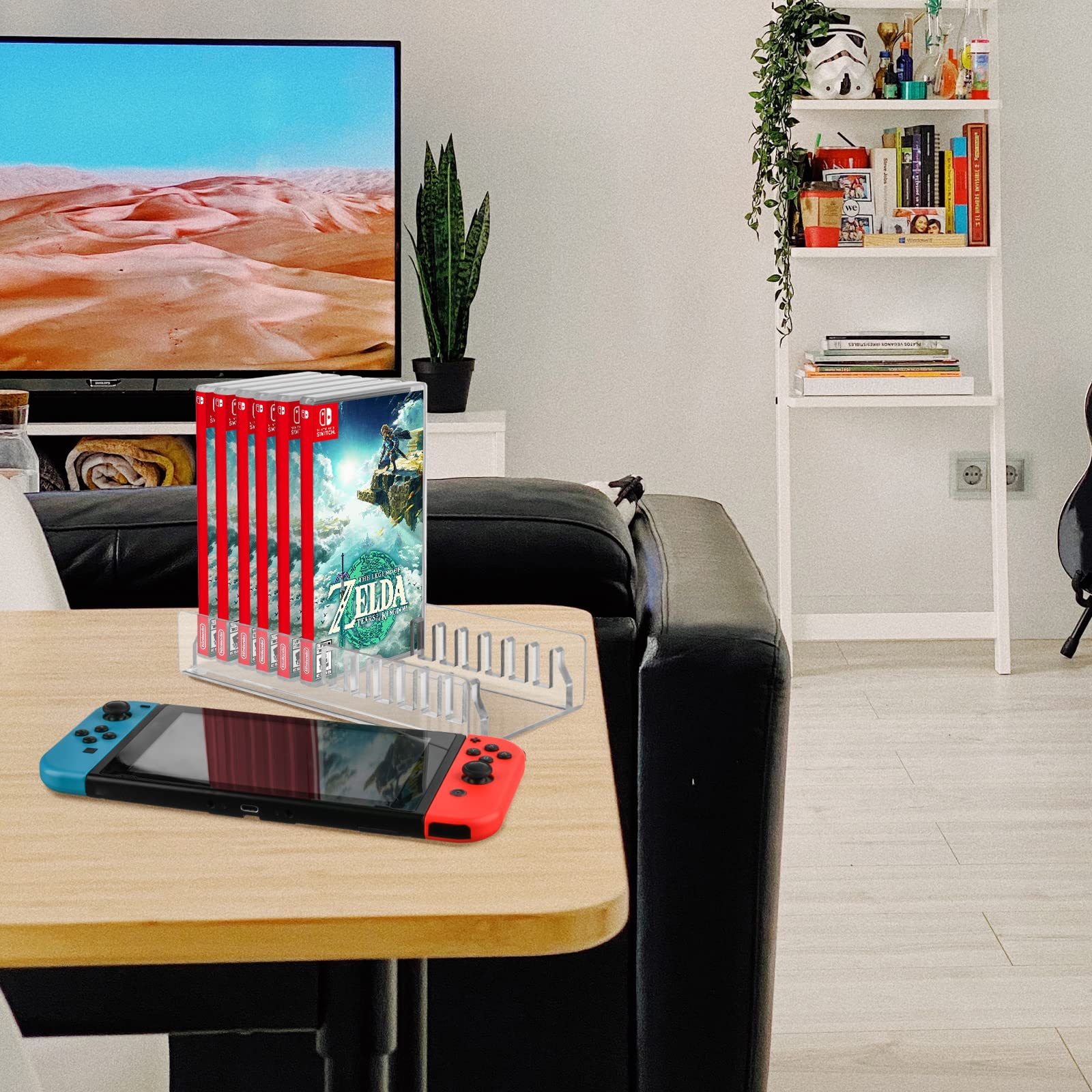 CaSZLUTION Acrylic Game Storage Organizer Stand Compatible with Nintendo Switch Game Card Case, Upgraded Switch Game Display Holder Fits up to 12 Games Box - Clear