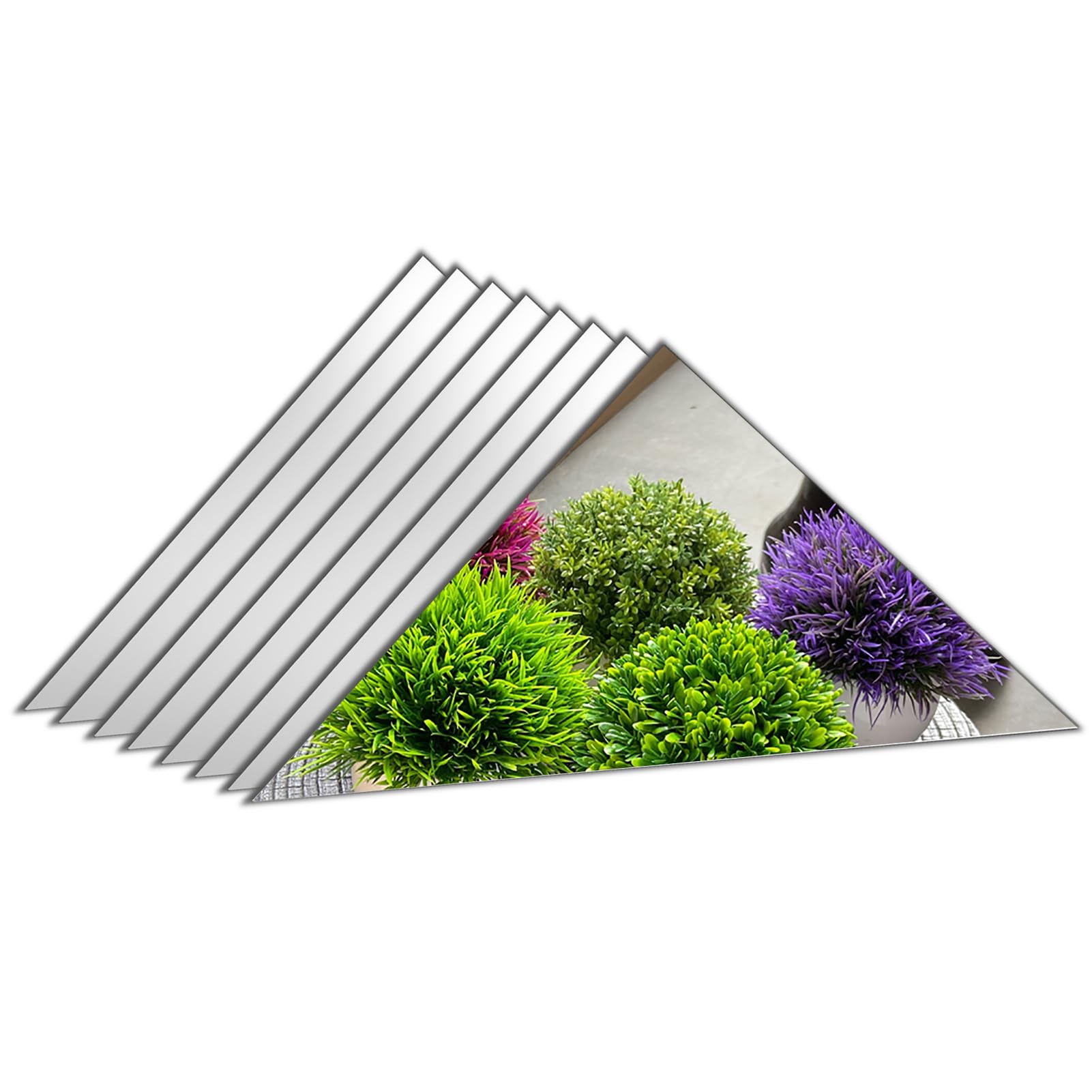 YUZUCMCM 8 pcs Triangular Mirror Tiles Acrylic Flexible Plastic Mirror Sheets Wall Mounted Mirrors Frameless Full Body Mirror Tiles for Bedroom Home Gym Bathroom