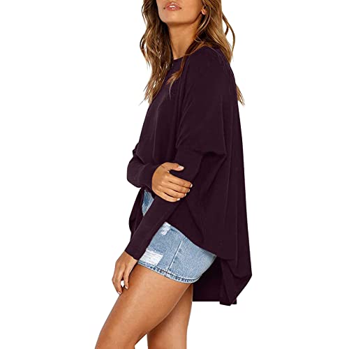 Stretch Tee Shirts Women Oversized T Shirts for Women Tunic Tops to Wear with Leggings Long Sleeve Fall Sweaters Dressy