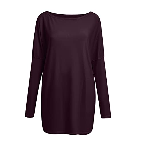 Stretch Tee Shirts Women Oversized T Shirts for Women Tunic Tops to Wear with Leggings Long Sleeve Fall Sweaters Dressy