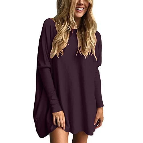 Stretch Tee Shirts Women Oversized T Shirts for Women Tunic Tops to Wear with Leggings Long Sleeve Fall Sweaters Dressy