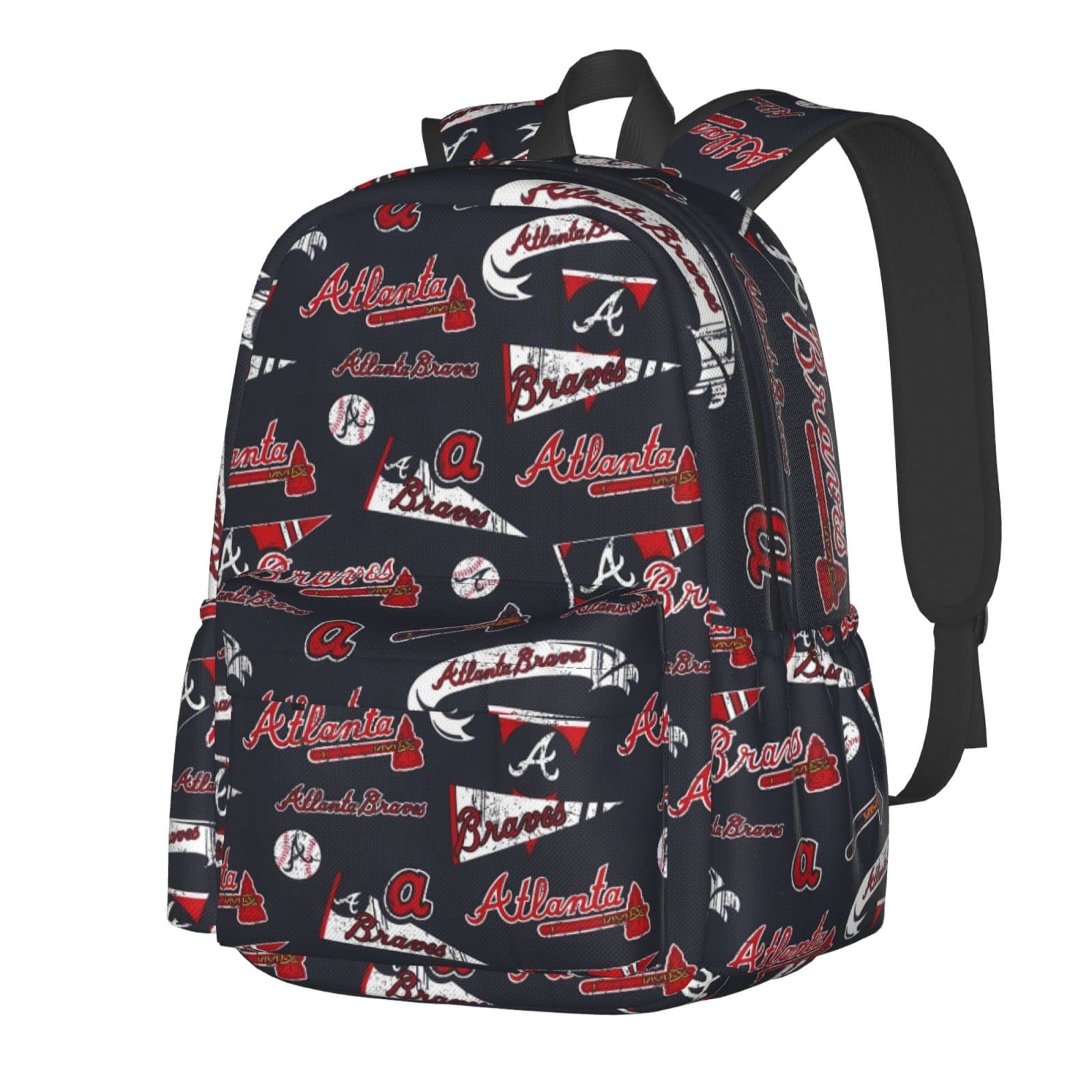 Annod Industries Atlanta Braves Baseball Backpack, Lightweight Casual School Backpacks Bags for Men Women Book Travel Hiking Camping Work, 16.9 Inch