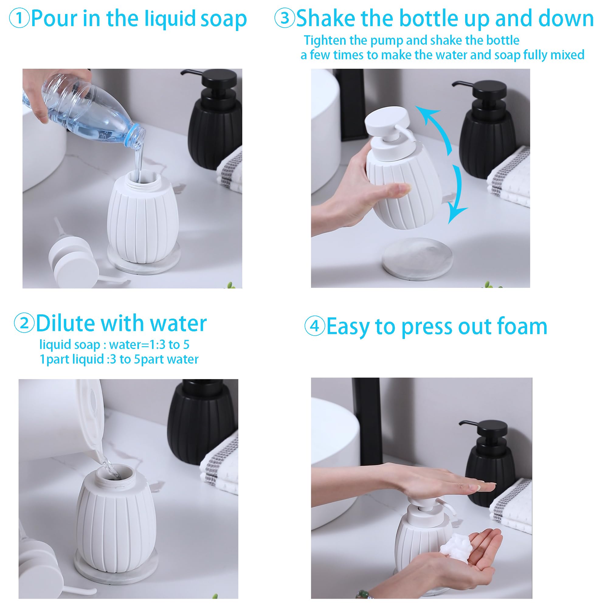 GalDal Foaming Hand Soap Dispenser for Bathroom,Black Foam Soap Dispenser 11oz.