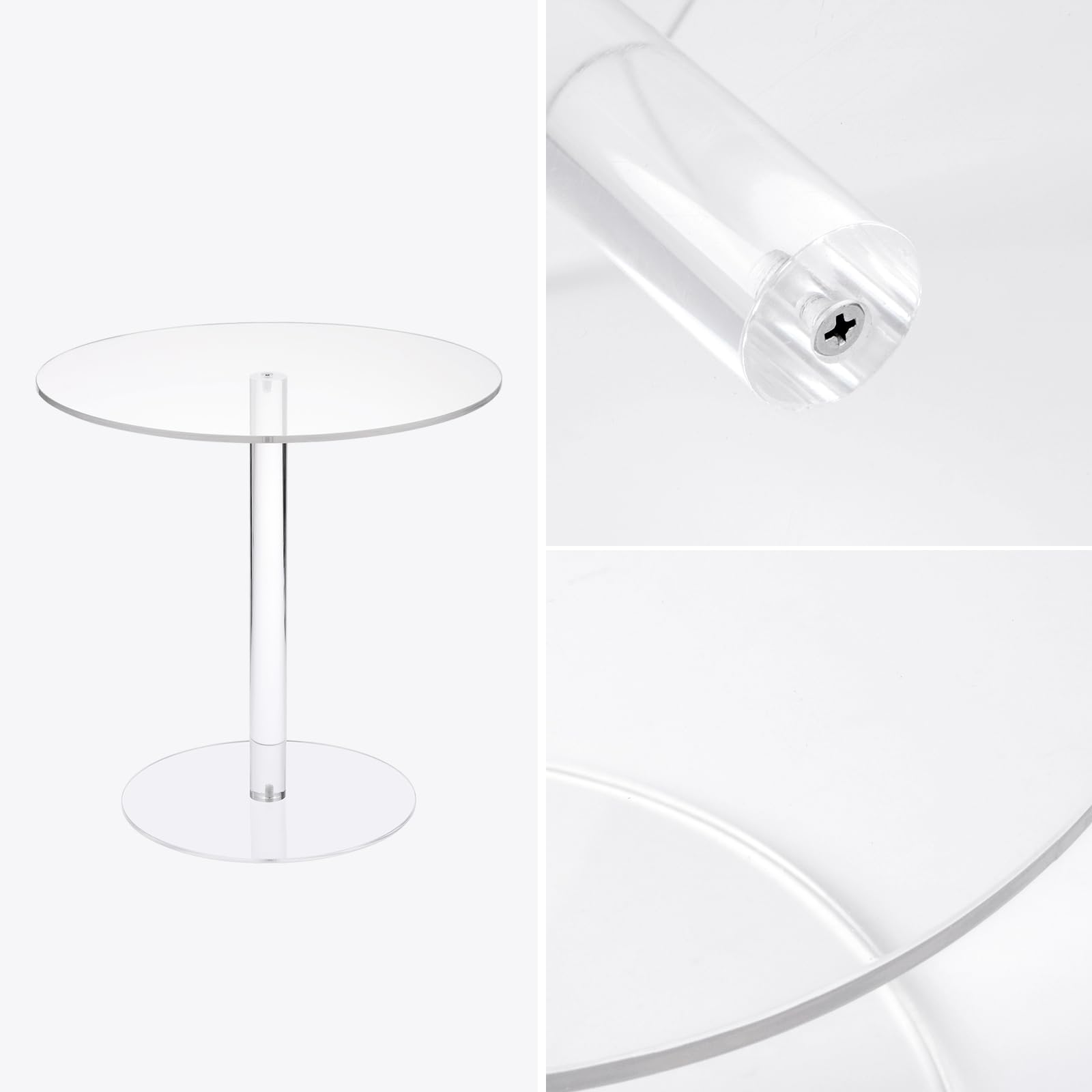 KVMORZE Acrylic Cake Stand, Clear Round Cupcake Stands for Dessert Table, Dessert Cupcake Pastry Candy Display Riser for Wedding, Event, Party, Cake Holder for Cupcake Dessert Cake Pizza (9.8in)