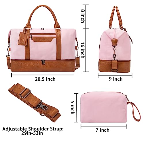 Travel Duffle Bag With Shoe Compartment for Women Weekende Bag,Large Capacity Overnight for Girls