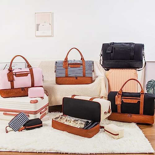 Travel Duffle Bag With Shoe Compartment for Women Weekende Bag,Large Capacity Overnight for Girls