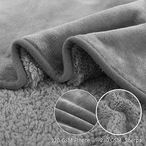 NICETOWN Dog Blanket for Small Medium Dogs Pet Day, Sherpa Soft Warm Pet Fleece Throw for Indoor Cats, Soft Blanket Furniture Protector Sofa Couch Bed Crate for Pet Lovers, Light Grey, 24x32