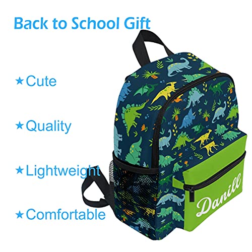 Emelivor Custom Dinosaur Colorful Preschool Backpack for Toddler Boy Girl School Bag for Children Personalized Lightweight Toddler Bookbag with Chest Strap
