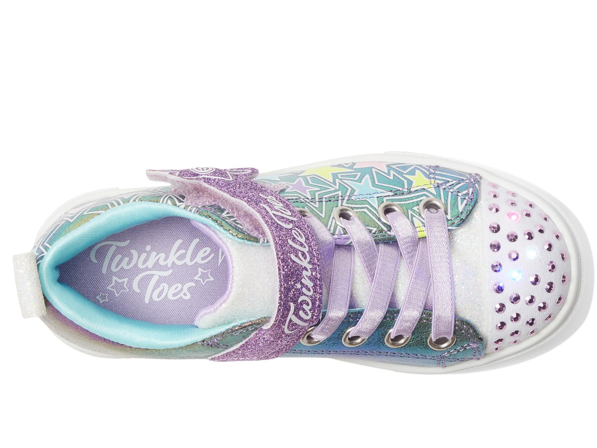Skechers Kids Girls Twinkle Sparks-Shimmer Star Sneaker, Purple/Multi, 11 Little Kid