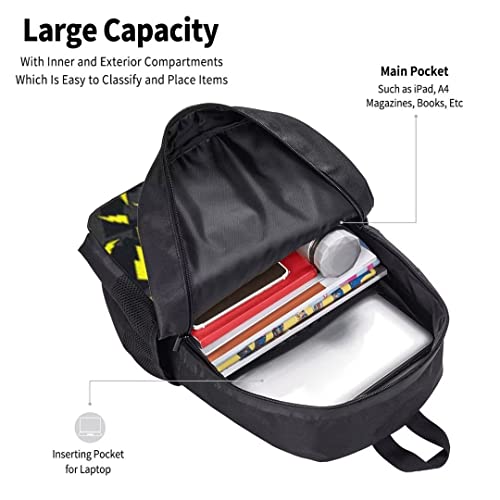 Pokemon School Backpack 3D Pattern Printed Lightweight Bookbag Cartoon Anime Casual Daypack for Back to School Teens Elementary Middle School Bookbag