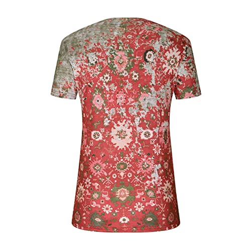 Henley Shirts for Women Summer Floral Print Tunic Womens Western Tops Short Sleeve Long Sleeve v Neck Shirts for Women Comfy Spring Blouses Boho