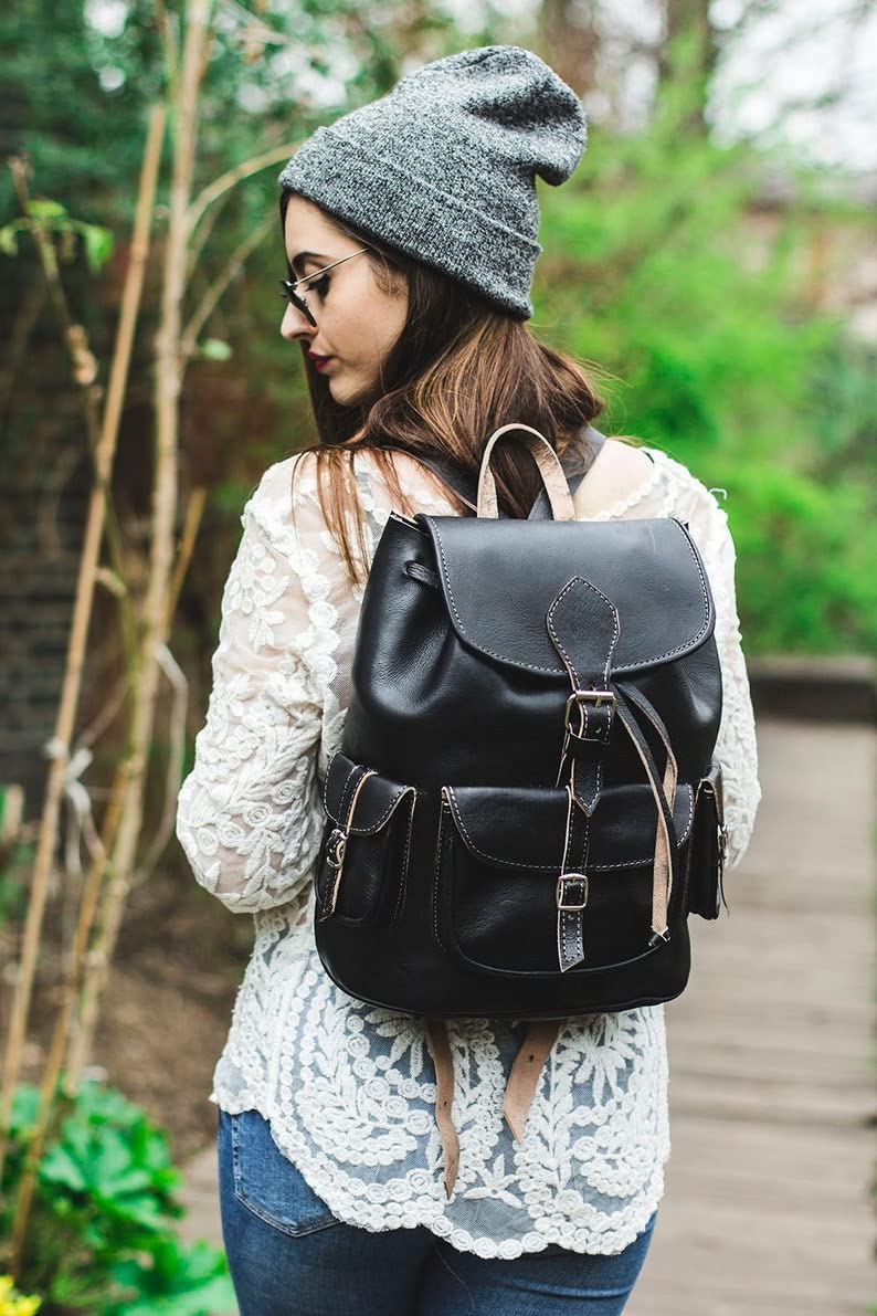 Backpack genuine leather backpack time resistance leather vintage shoulder bag handmade bags travel hiking rucksack casual daypack