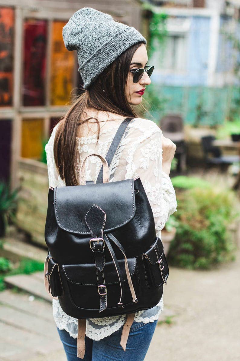 Backpack genuine leather backpack time resistance leather vintage shoulder bag handmade bags travel hiking rucksack casual daypack
