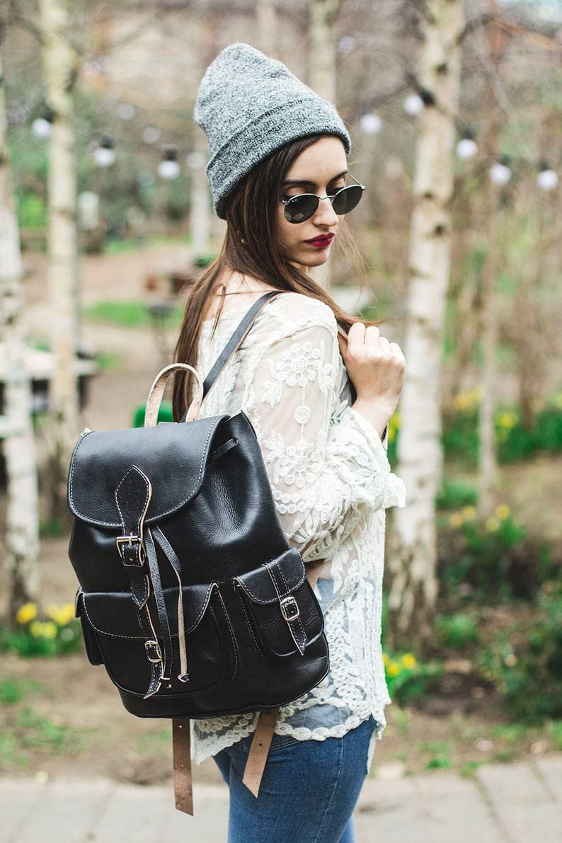 Backpack genuine leather backpack time resistance leather vintage shoulder bag handmade bags travel hiking rucksack casual daypack