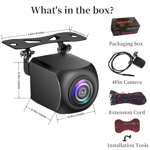 Epronic 4 Pin Backup Camera for Mirror Dash Cam and Carplay Screen Only Support AHD1080P and 720P, 4 Pin to 2.5mm Jack Vehicle Backup Camera Dash Cam Front/Rear View Camera 23 Ft Male Plug