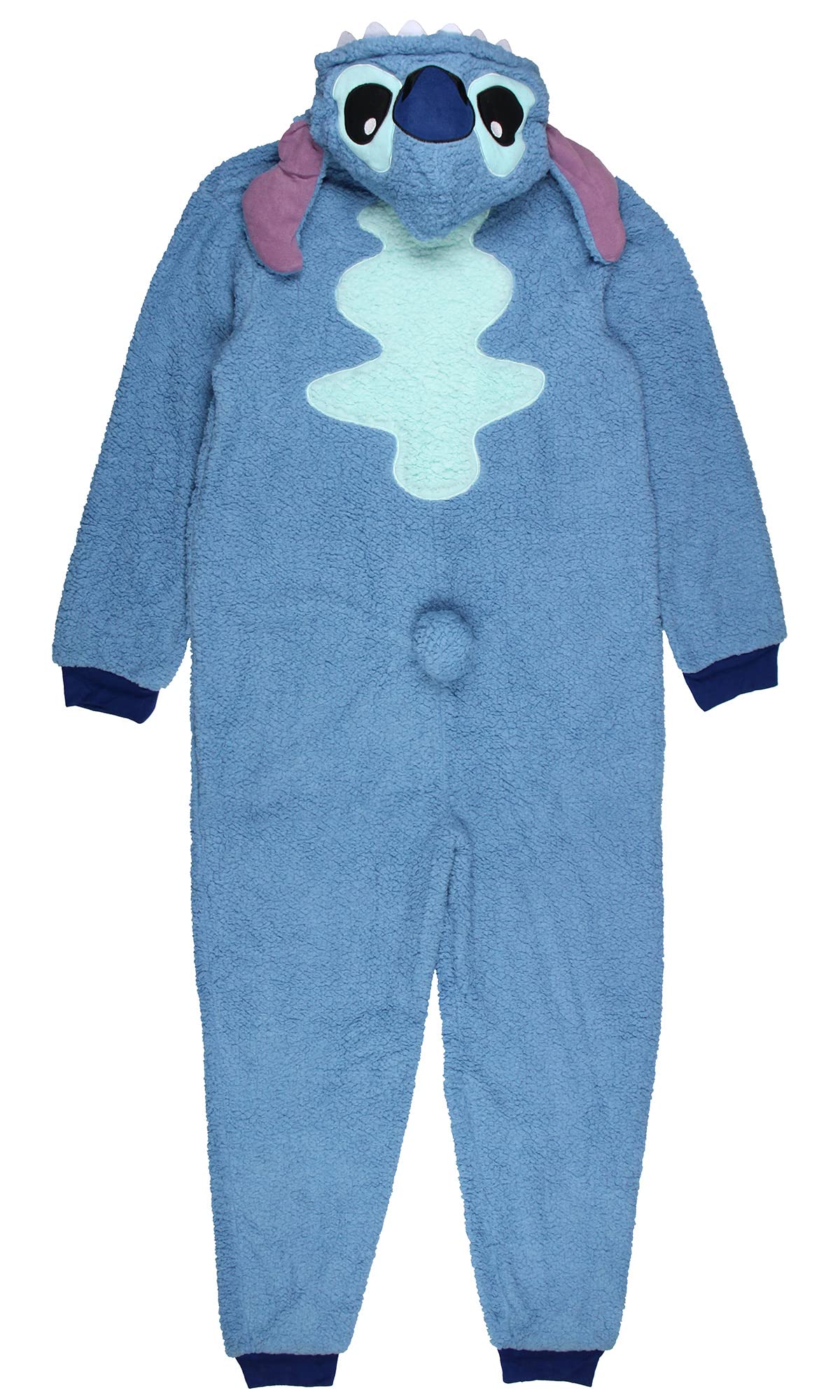 Disney Lilo And Stitch Adult Unisex Stitch Costume Sherpa Fleece One Piece Pajama Union Suit (Large) Blue