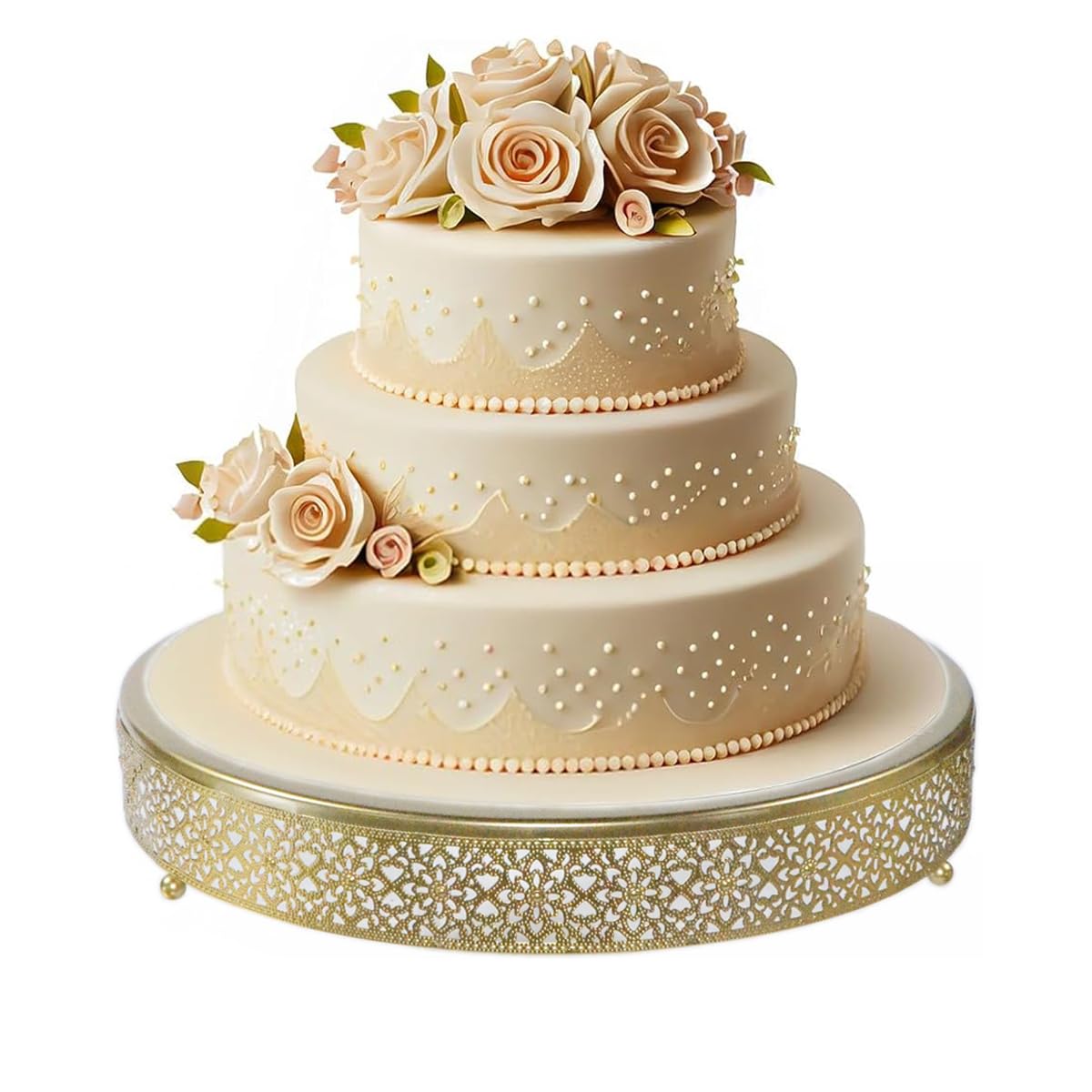 FEICTPOX Cake Stand, Metal Round Cupcake Dessert Stand Cake Display Holder Cookies Fruit Serving Tray Decor for Wedding Party Birthday Baby Showers Anniversary,Gold 16"
