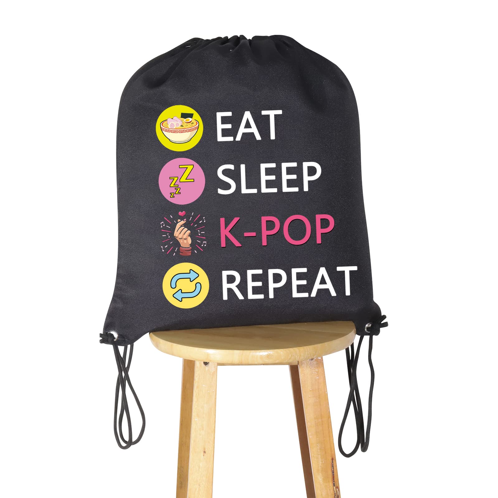 CMNIM K-POP Makeup Bag Eat Sleep Repeat Travel Pouch Merchandise Gift for Women Girl (Black DB)