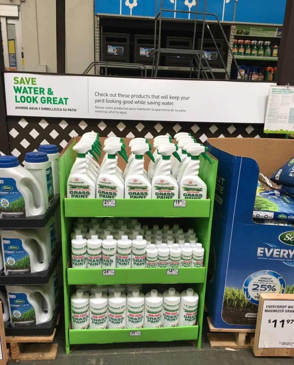 1 gallon pre-mixed, ready to use lawn paint. Includes trigger sprayer and 35" hose for easier application.