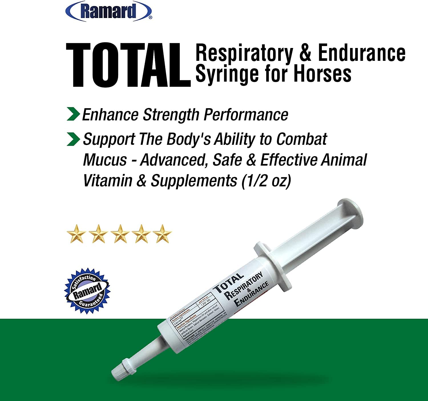 Ramard Total Respiratory & Endurance (1/2oz Syringe) & Total Blood Fluids Muscle Replenishment Horse Powder Supplement (2.3lb) Bundle - w/Clairisol, Methyl Parabens, Electrolytes & Sodium Benzoate