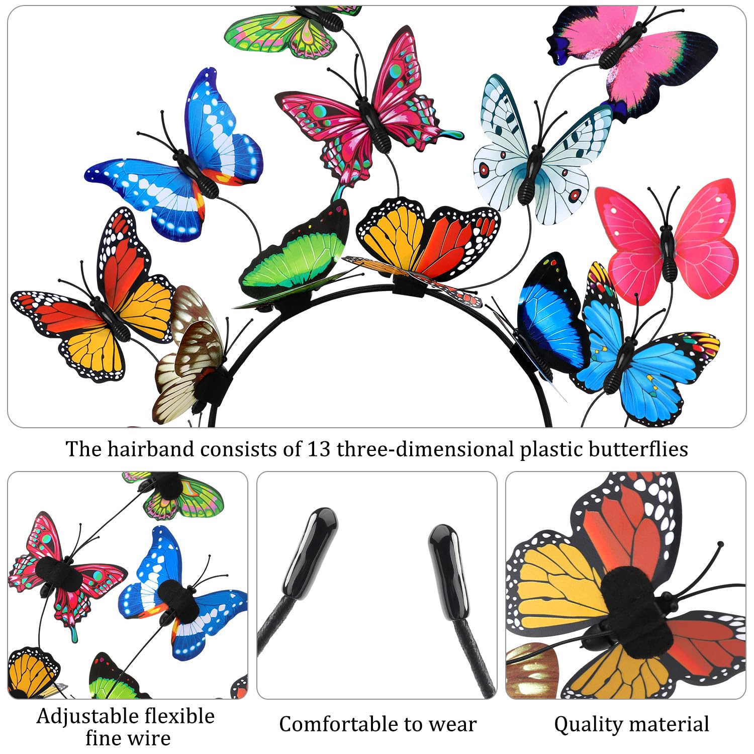 Butterfly Fascinator Hat Monarch Derby Headband Butterfly Headband for Women Halloween Tea Party (Multicolor)