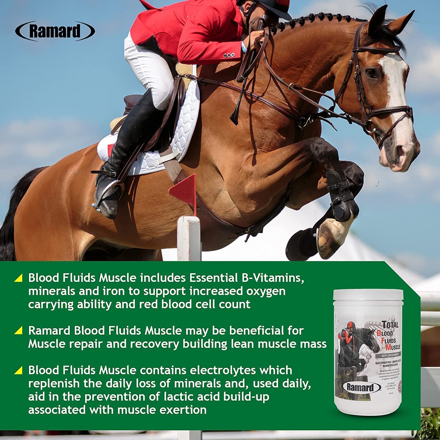 Ramard Total Respiratory & Endurance (1/2oz Syringe) & Total Blood Fluids Muscle Replenishment Horse Powder Supplement (2.3lb) Bundle - w/Clairisol, Methyl Parabens, Electrolytes & Sodium Benzoate