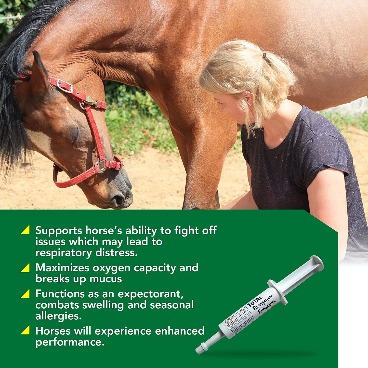 Ramard Total Respiratory & Endurance (1/2oz Syringe) & Total Blood Fluids Muscle Replenishment Horse Powder Supplement (2.3lb) Bundle - w/Clairisol, Methyl Parabens, Electrolytes & Sodium Benzoate